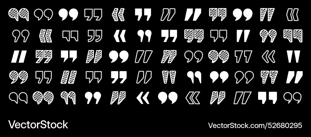Hatched text quotation marks hand drawn quotes Vector Image