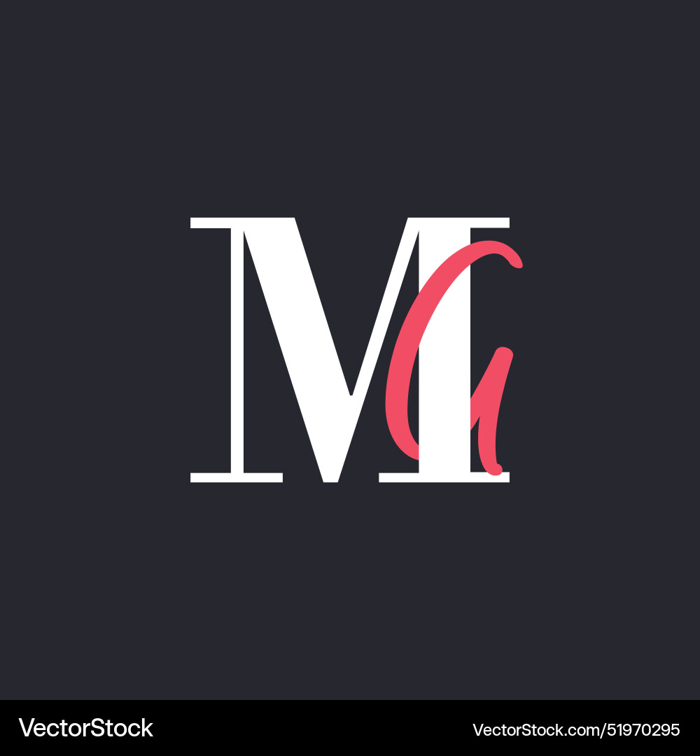 Letter mg logo perfectly blended initials Vector Image