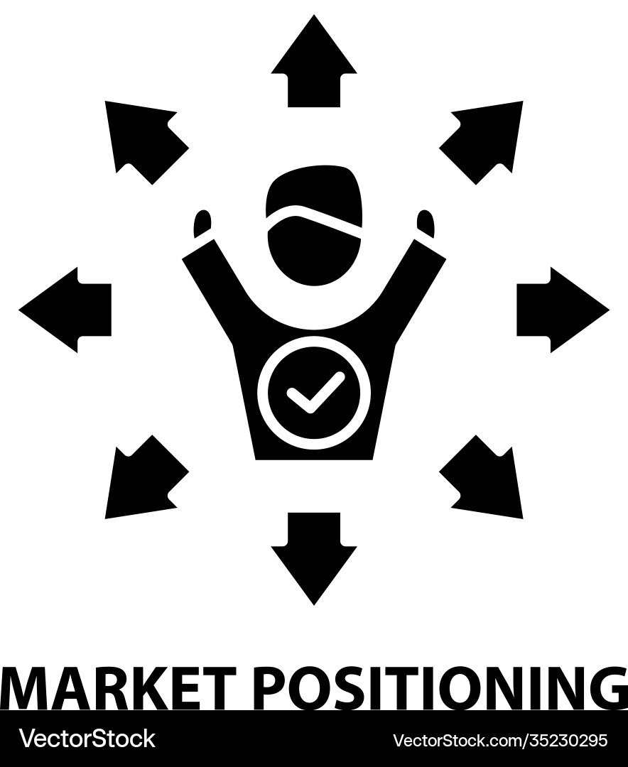 Market positioning icon black sign Royalty Free Vector Image