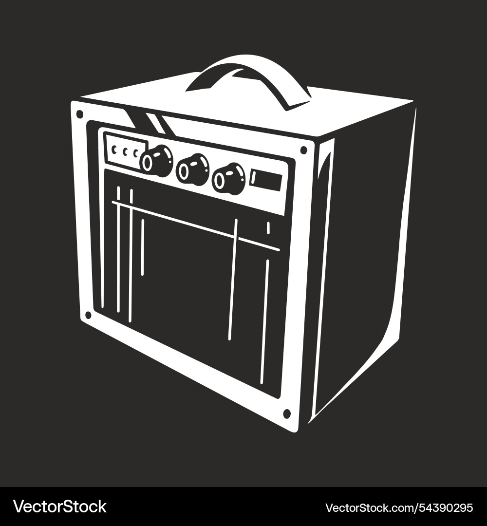 Monochrome vintage guitar amp Royalty Free Vector Image