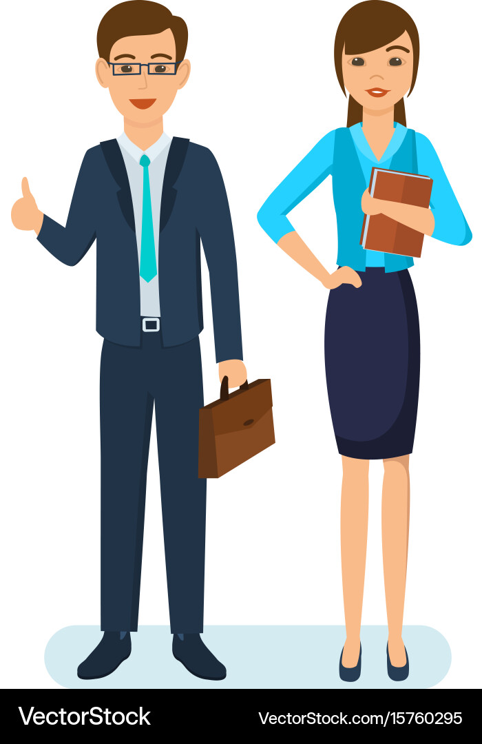 Office employee with documents next to colleague Vector Image