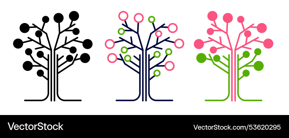 Pink and green decision tree with circles Vector Image