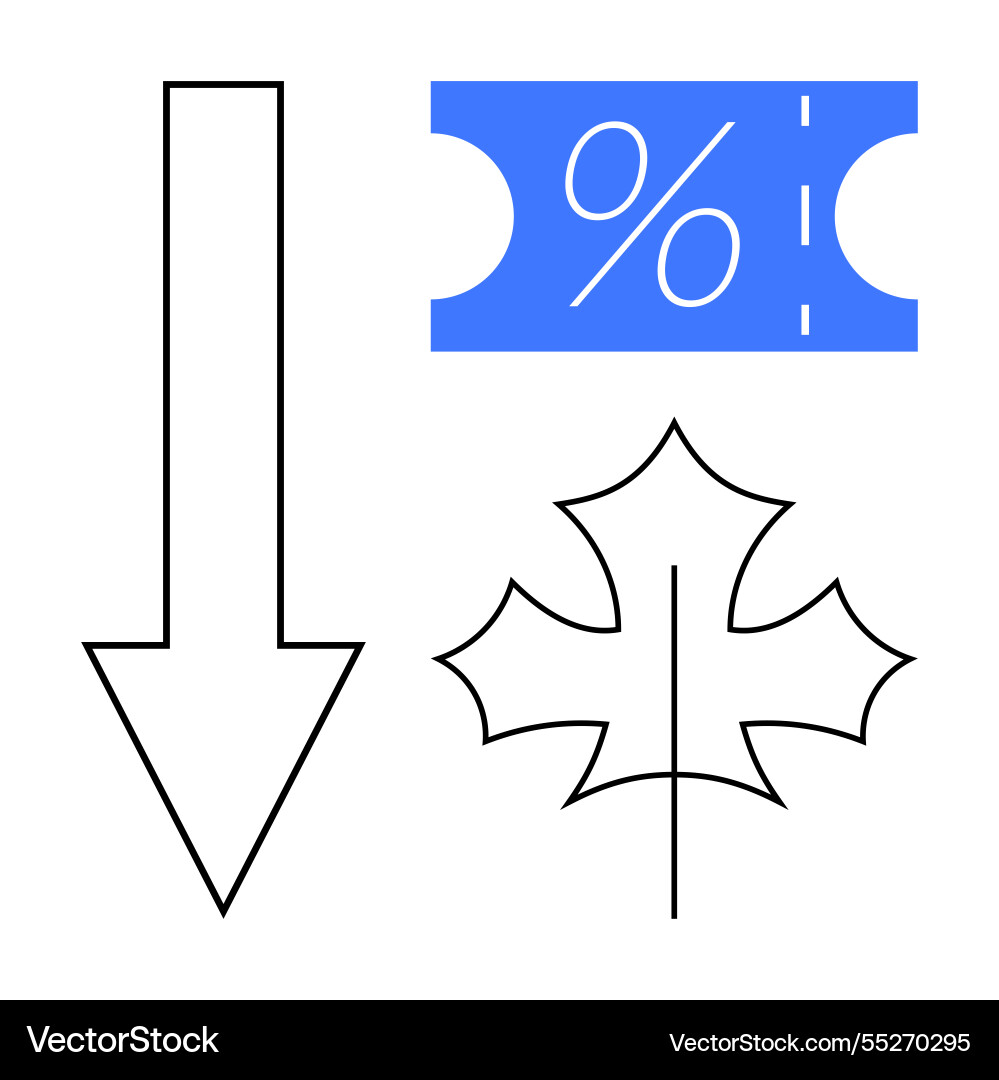 Price reduction symbol discount coupon and leaf Vector Image