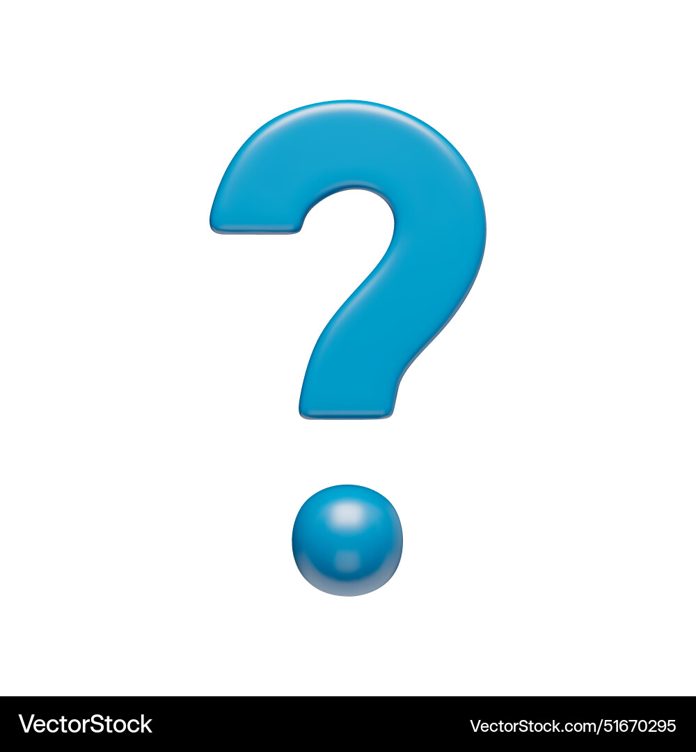 Realistic shiny question mark sign isolated Vector Image