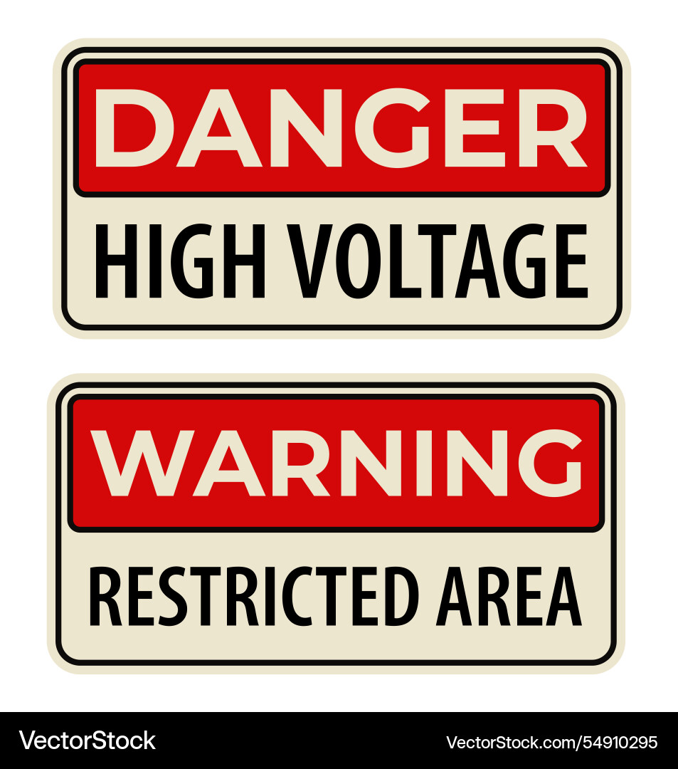 Signs indicating high voltage danger Royalty Free Vector