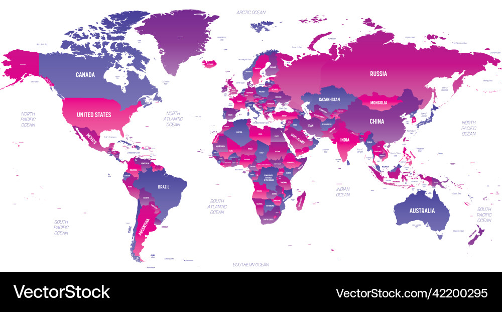 World map detailed political with lables Vector Image