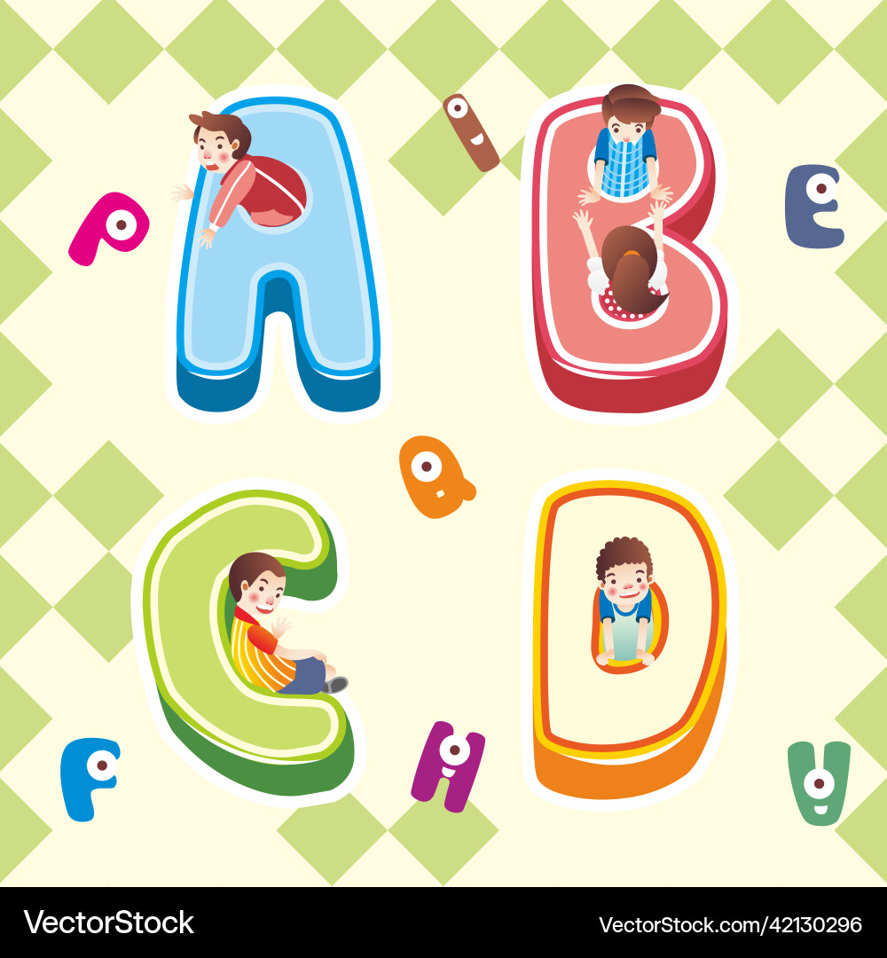 Abcd Alphabet Symbol Kind spielen Lizenzfreies Vektorbild
