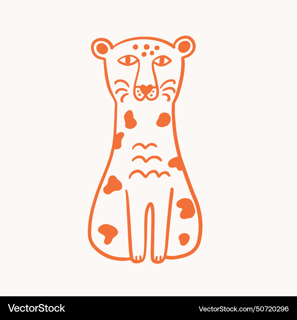 Artistic hand drawn leopard vintage retro style Vector Image