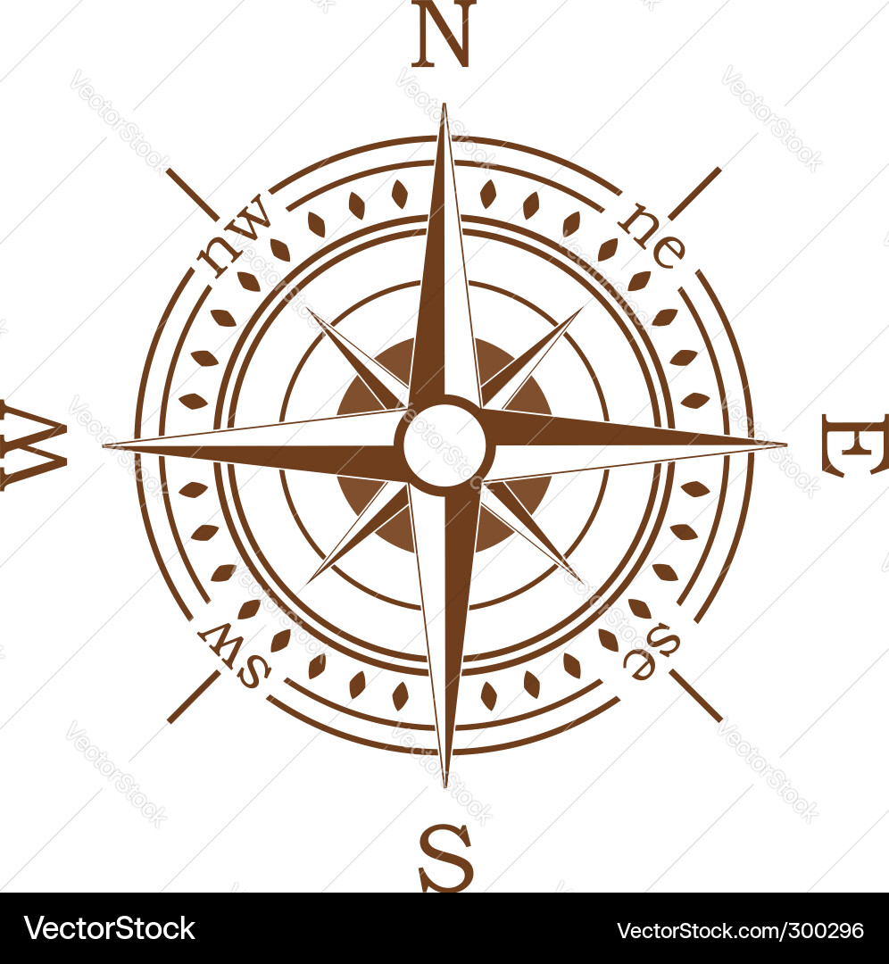 Brown compass Royalty Free Vector Image - VectorStock