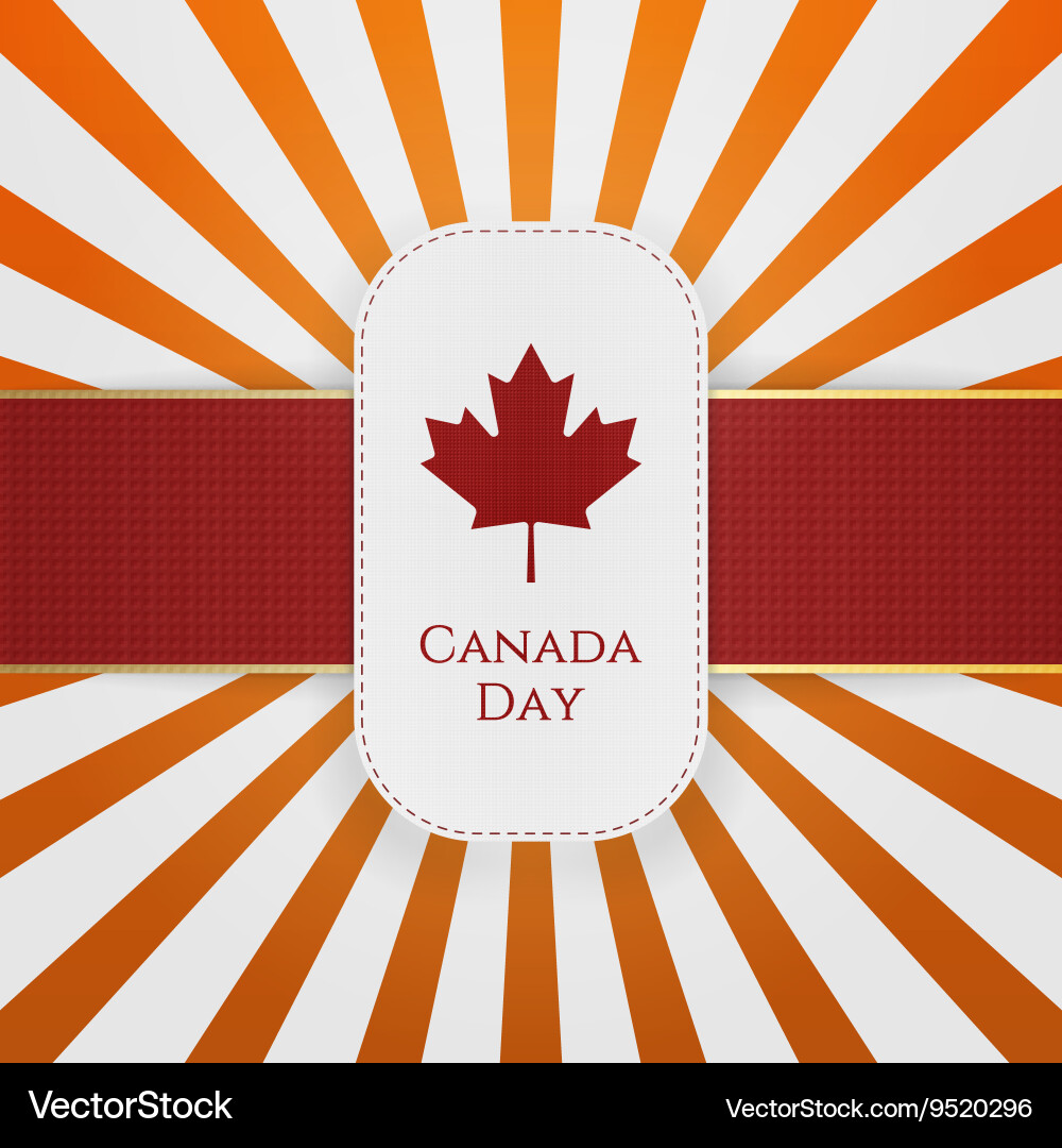 Canada day paper emblem with red ribbon Royalty Free Vector