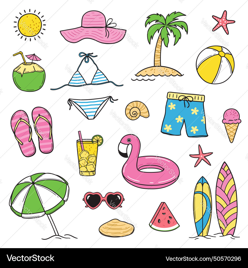 Colorful summer elements Royalty Free Vector Image