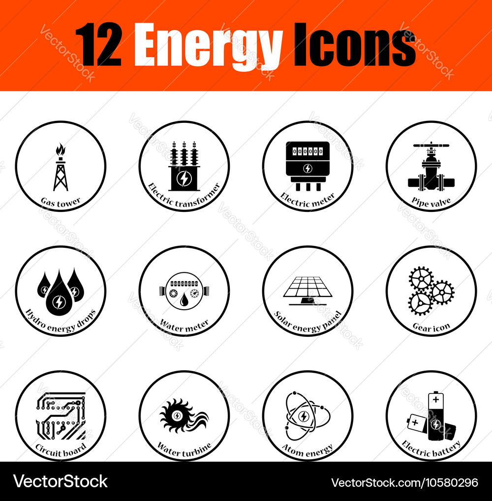Energie Icon Set Lizenzfreies Vektorbild - VectorStock
