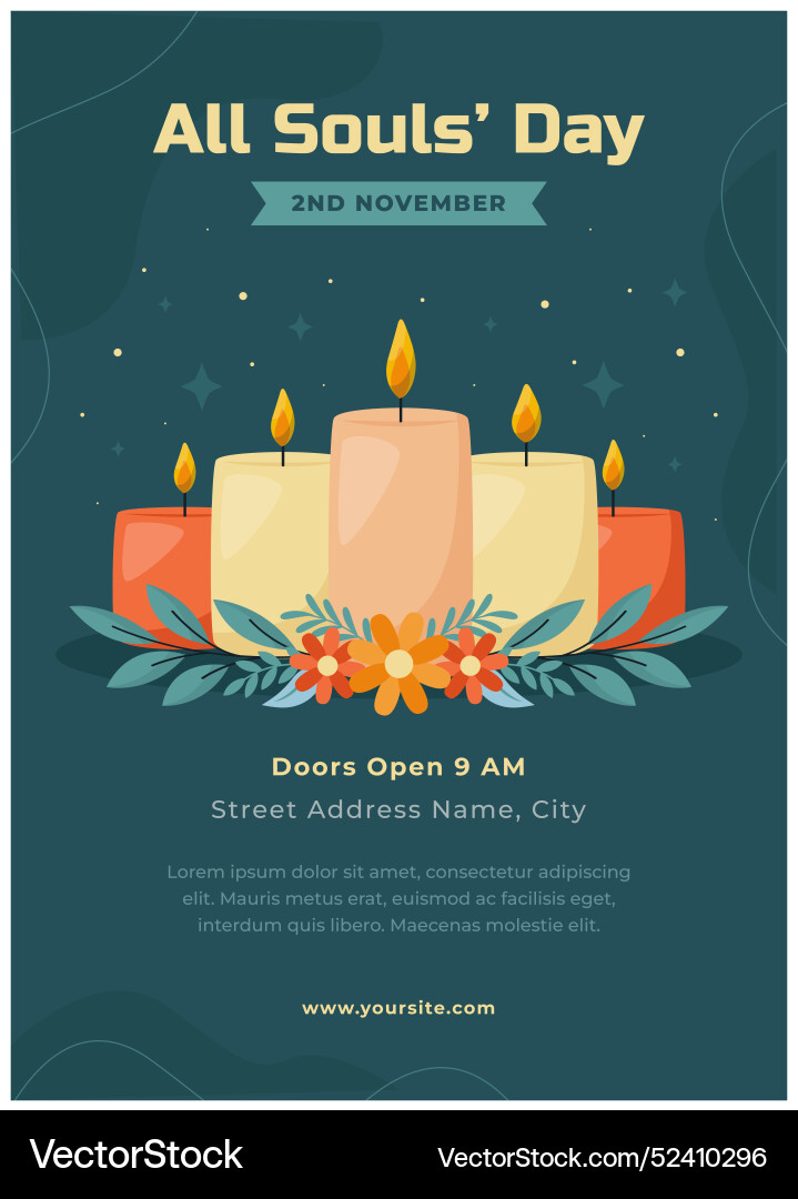 Flat all souls day vertical poster template Vector Image