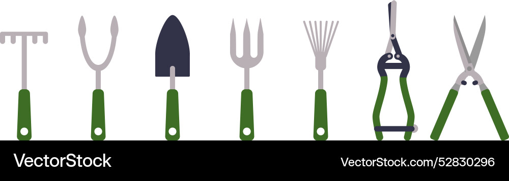 Gardening tools icon set soil work equipment Vector Image