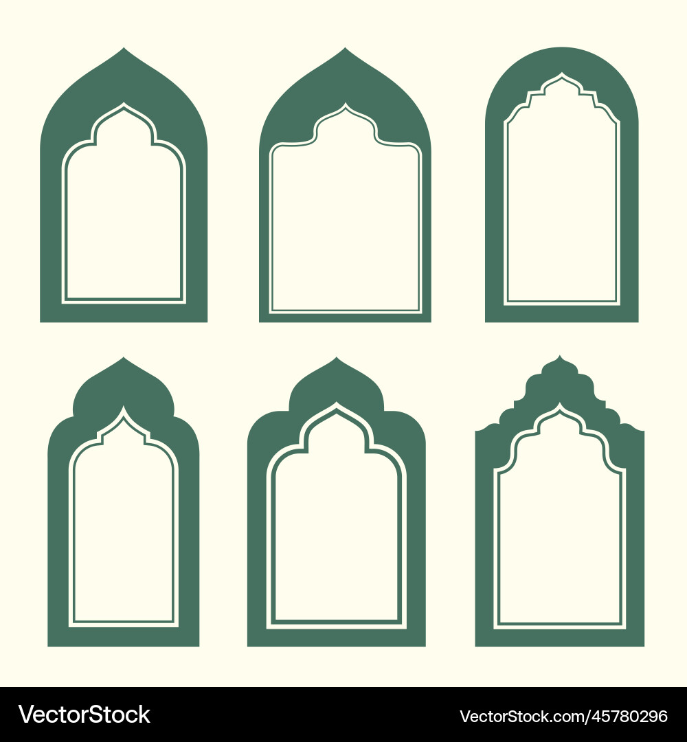 Green islamic ramadan shape collection Royalty Free Vector