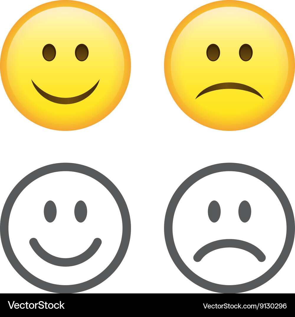 Happy and sad emoticons Royalty Free Vector Image