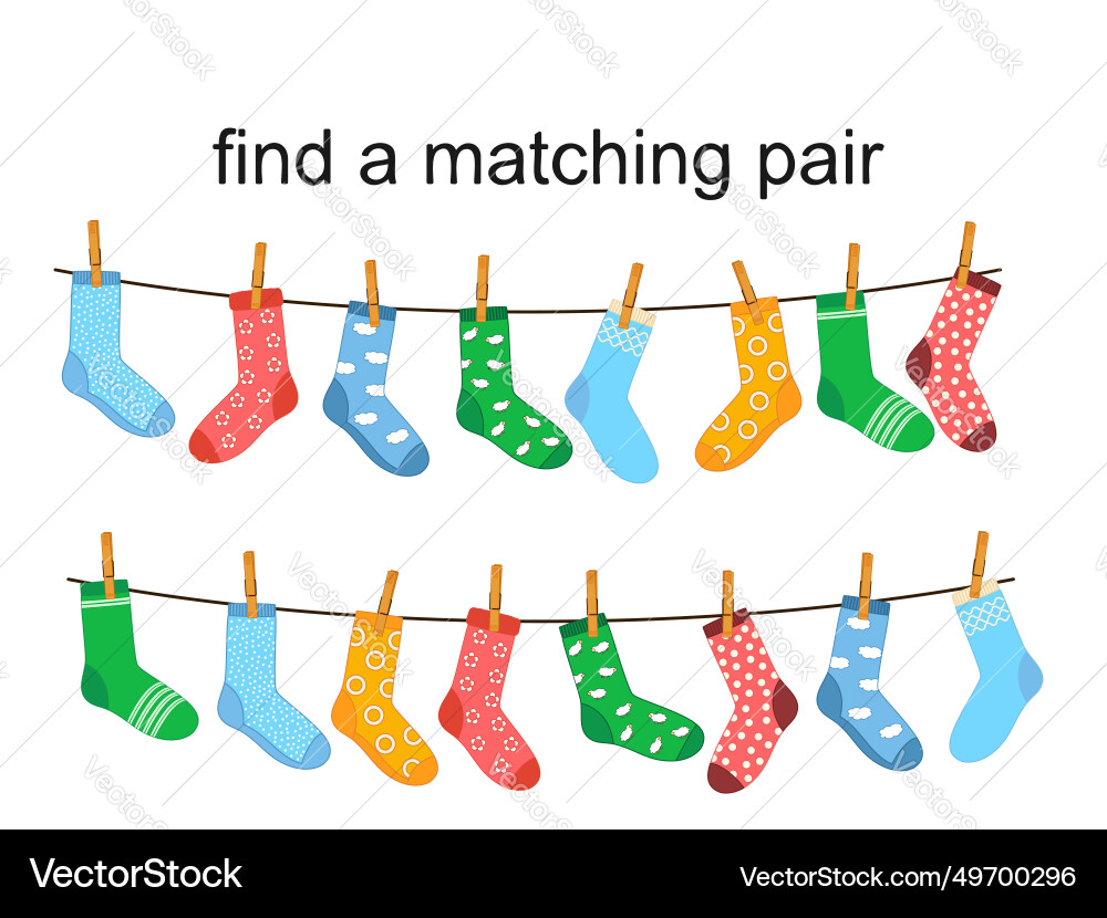 Matching Socks Puzzle Game Royalty Free Vector Image
