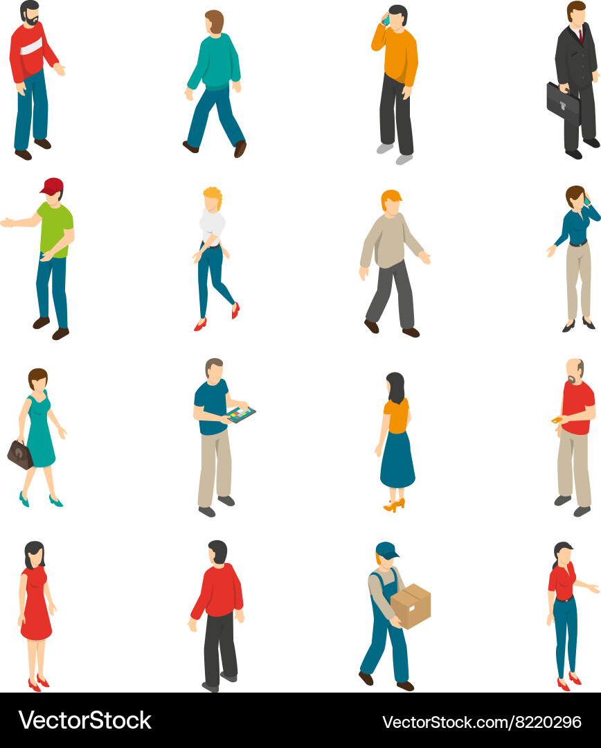 People isometric icons set Royalty Free Vector Image