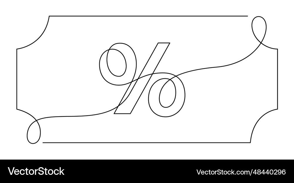 Percentage sign in continuous line drawing gift Vector Image