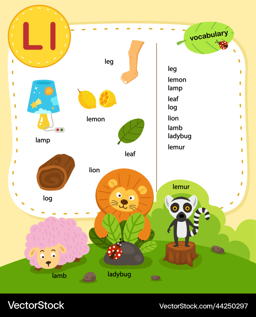 Alphabet L Learning Cute Animals Letter