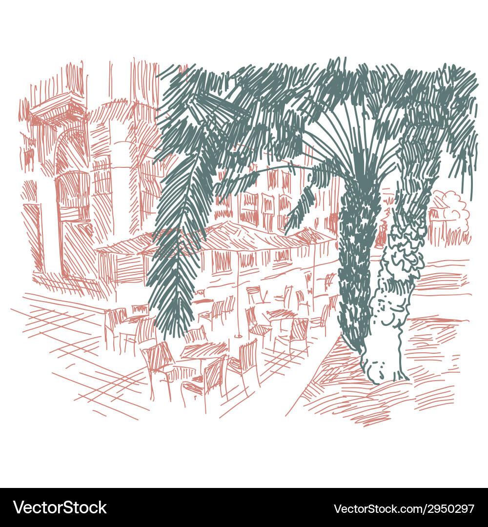 Cafe drawing Royalty Free Vector Image - VectorStock