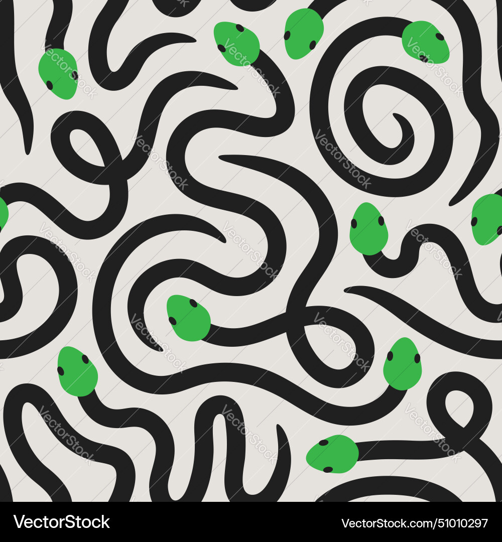 Cartoon funny black snakes seamless pattern Vector Image