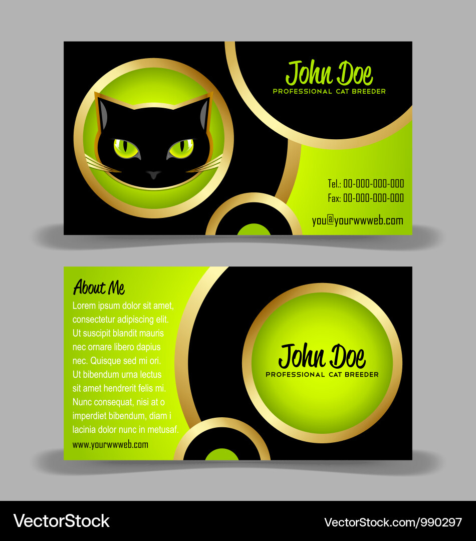 Cat head theme business card Royalty Free Vector Image