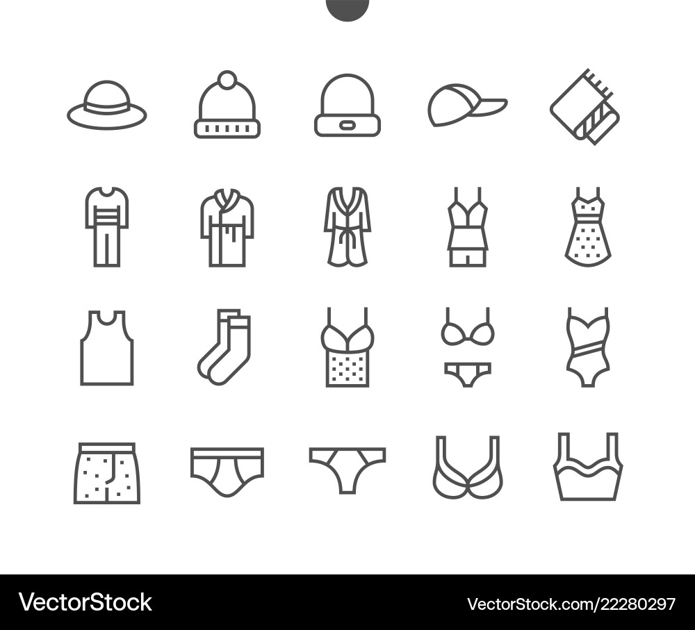 Clothing Line Icons - Thin & Minimal Vector Image