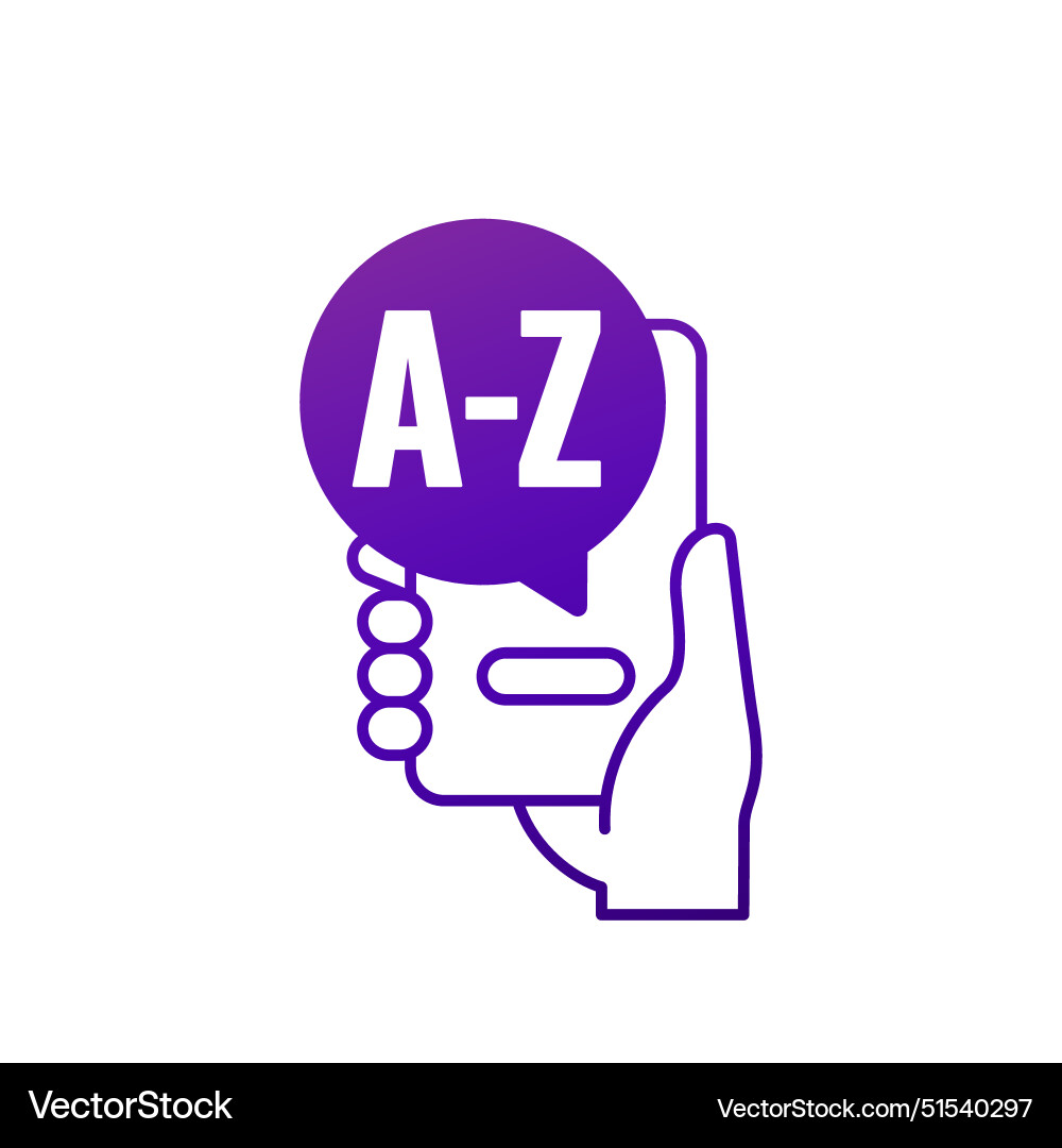 Dictionary mobile app icon with a phone in hand Vector Image