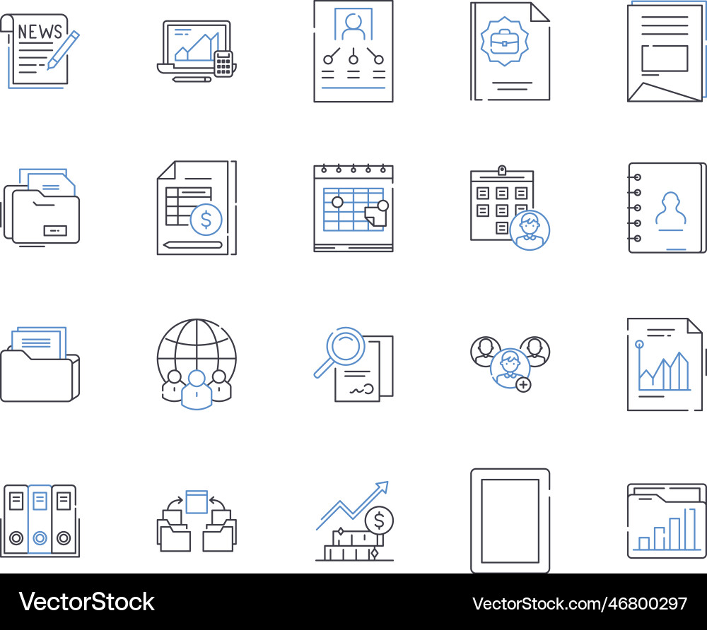 Financial documents line icons collection Vector Image