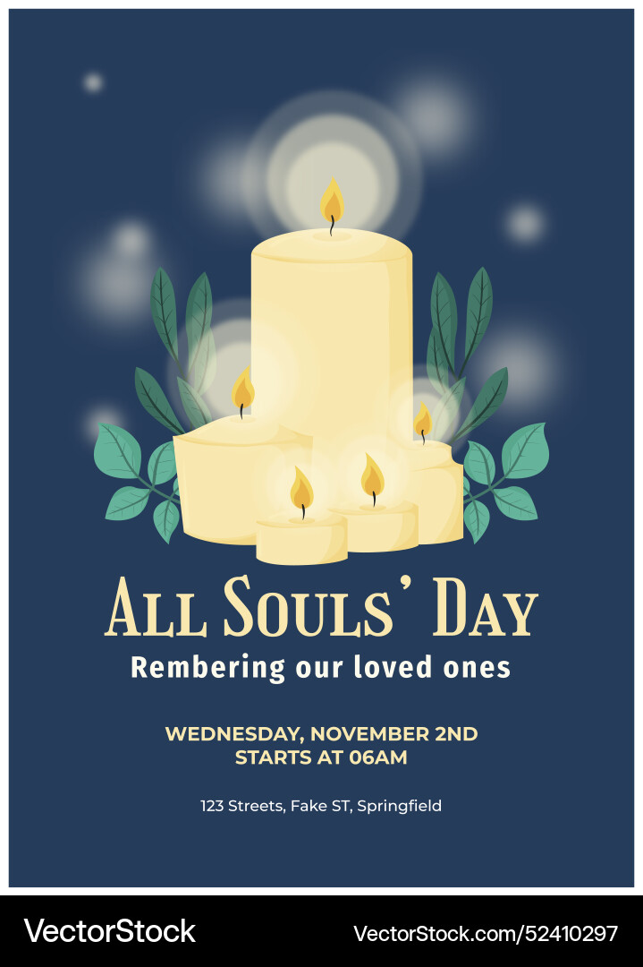 Flat all souls day vertical poster template Vector Image