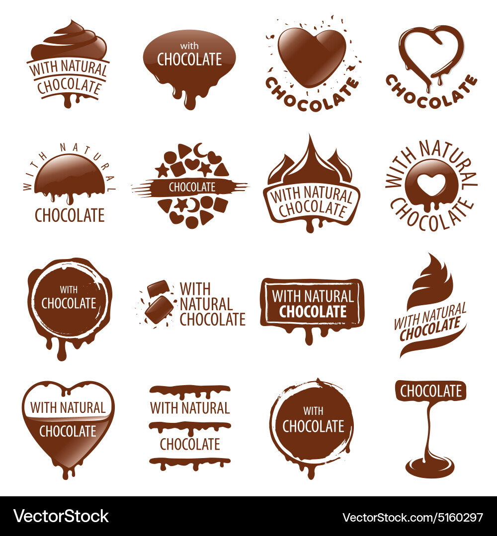 Large set of logos chocolate Royalty Free Vector Image