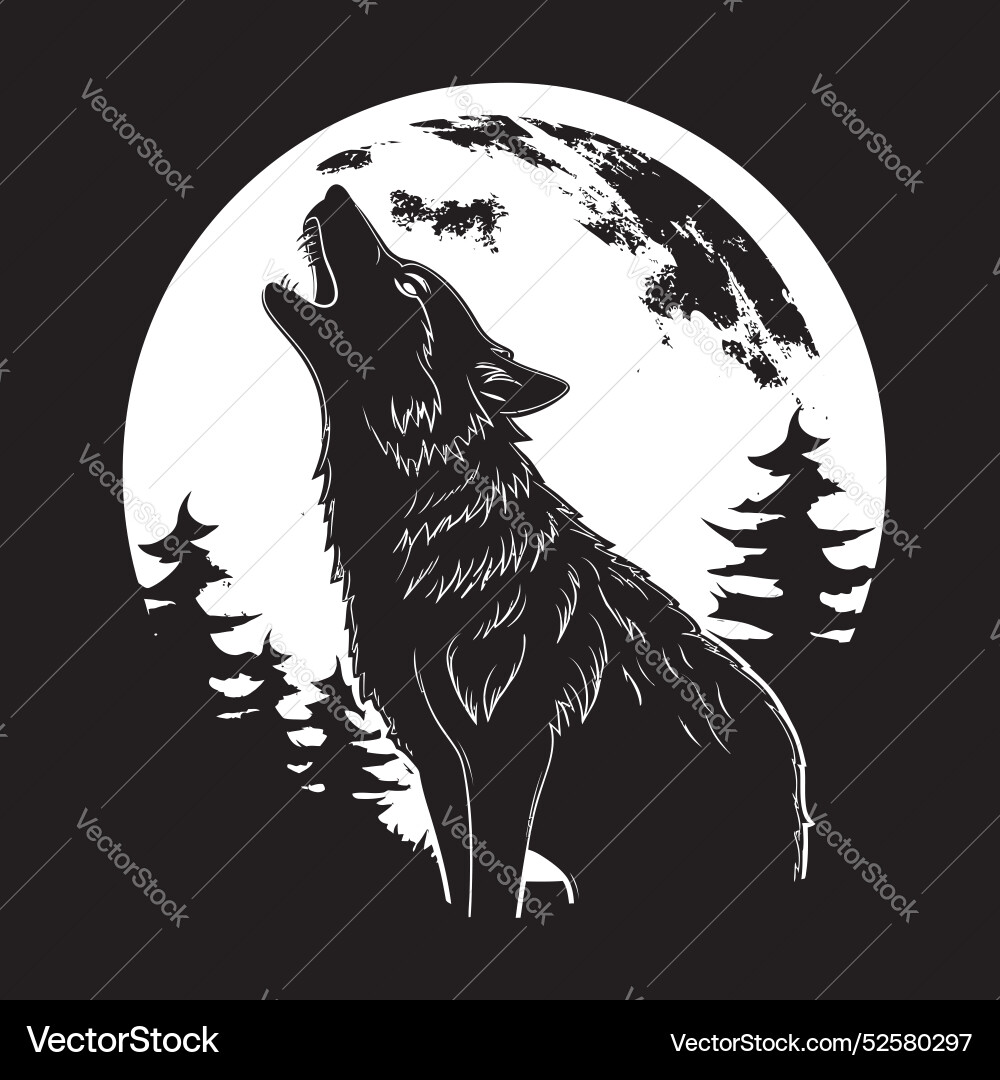 Nightcry hand drawn symbol for moonlit howler Vector Image