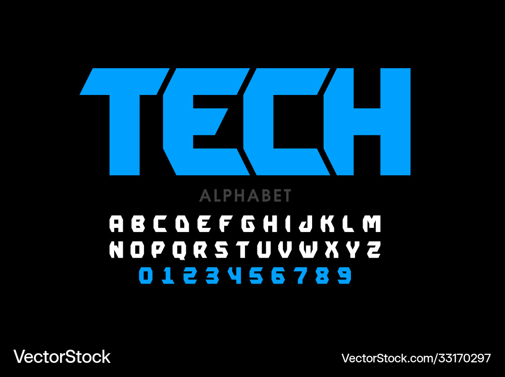 Technology style font Royalty Free Vector Image