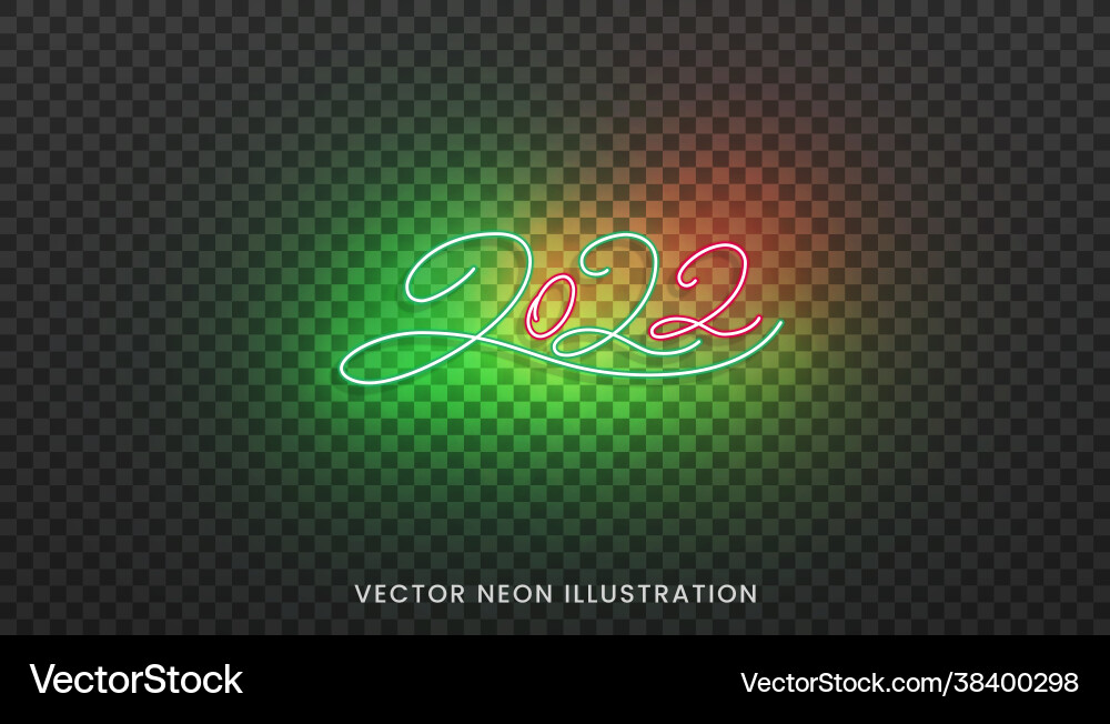 2022 neon script numbers bright colorful sign Vector Image