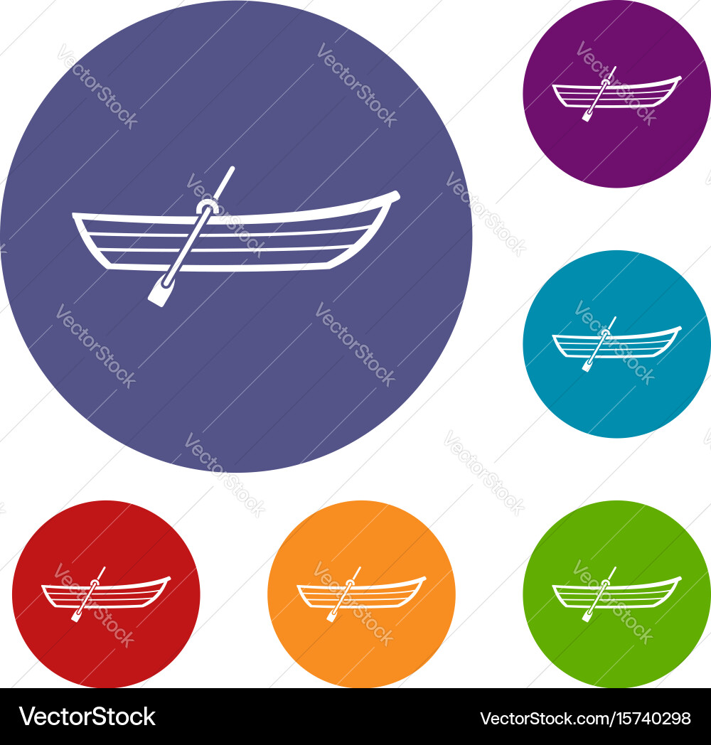 Boat with paddle icons set Royalty Free Vector Image