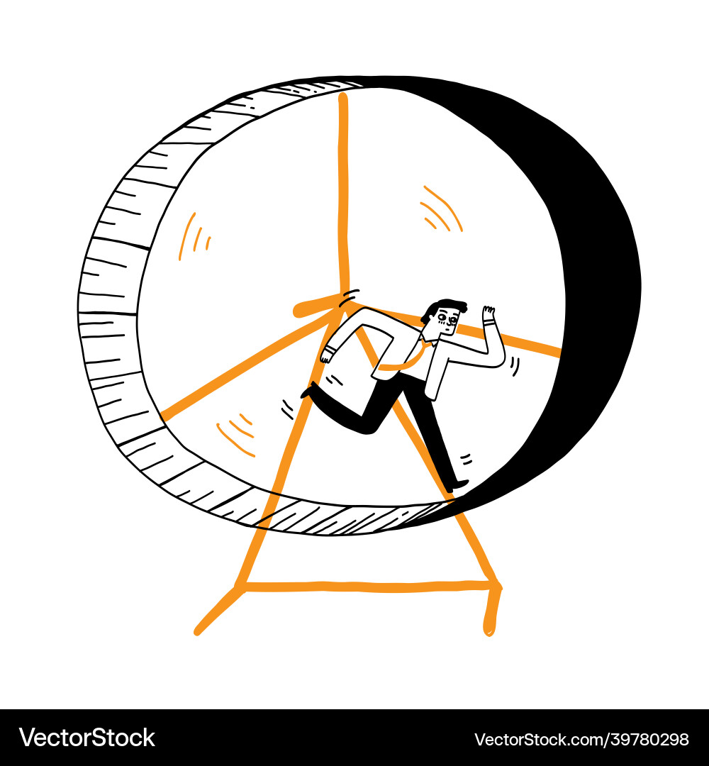 Businessman on Wheel - Success & Competition Vector Image