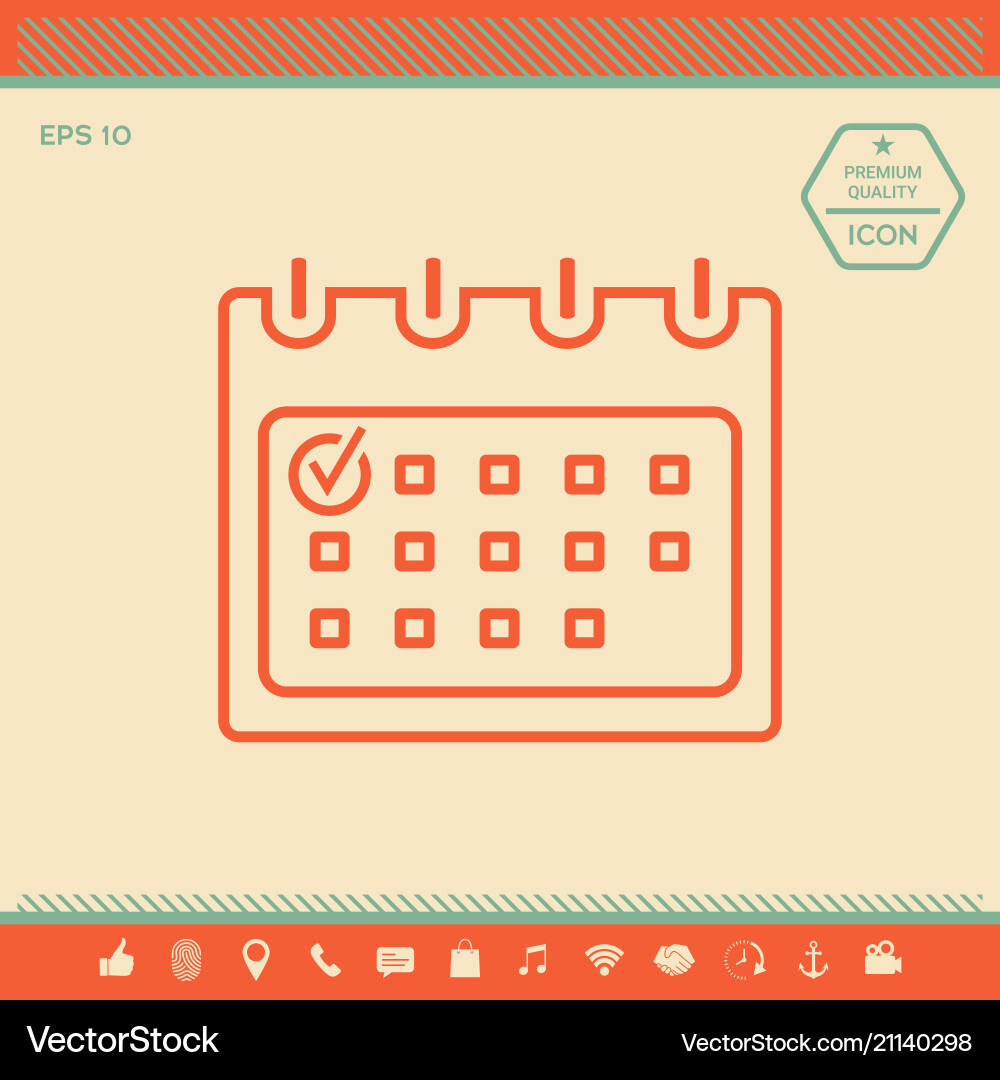 Calendar with check mark- line icon Royalty Free Vector