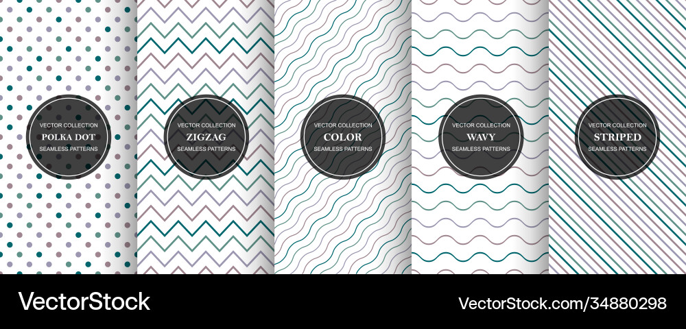 Collection simple seamless geometric patterns Vector Image