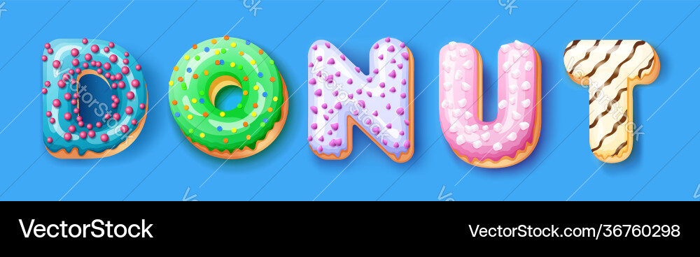 Donut sign icing upper latters donuts bakery Vector Image