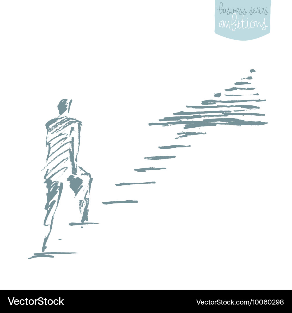 Draw businessman stand rising arrow concept Vector Image