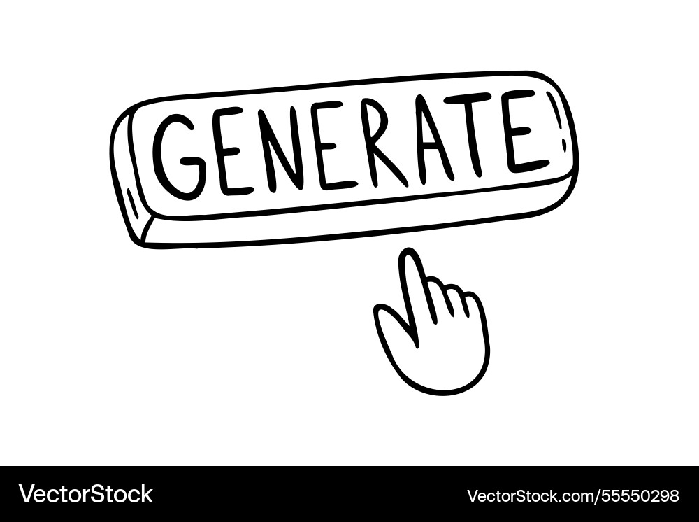 Generation button with hand icon Royalty Free Vector Image