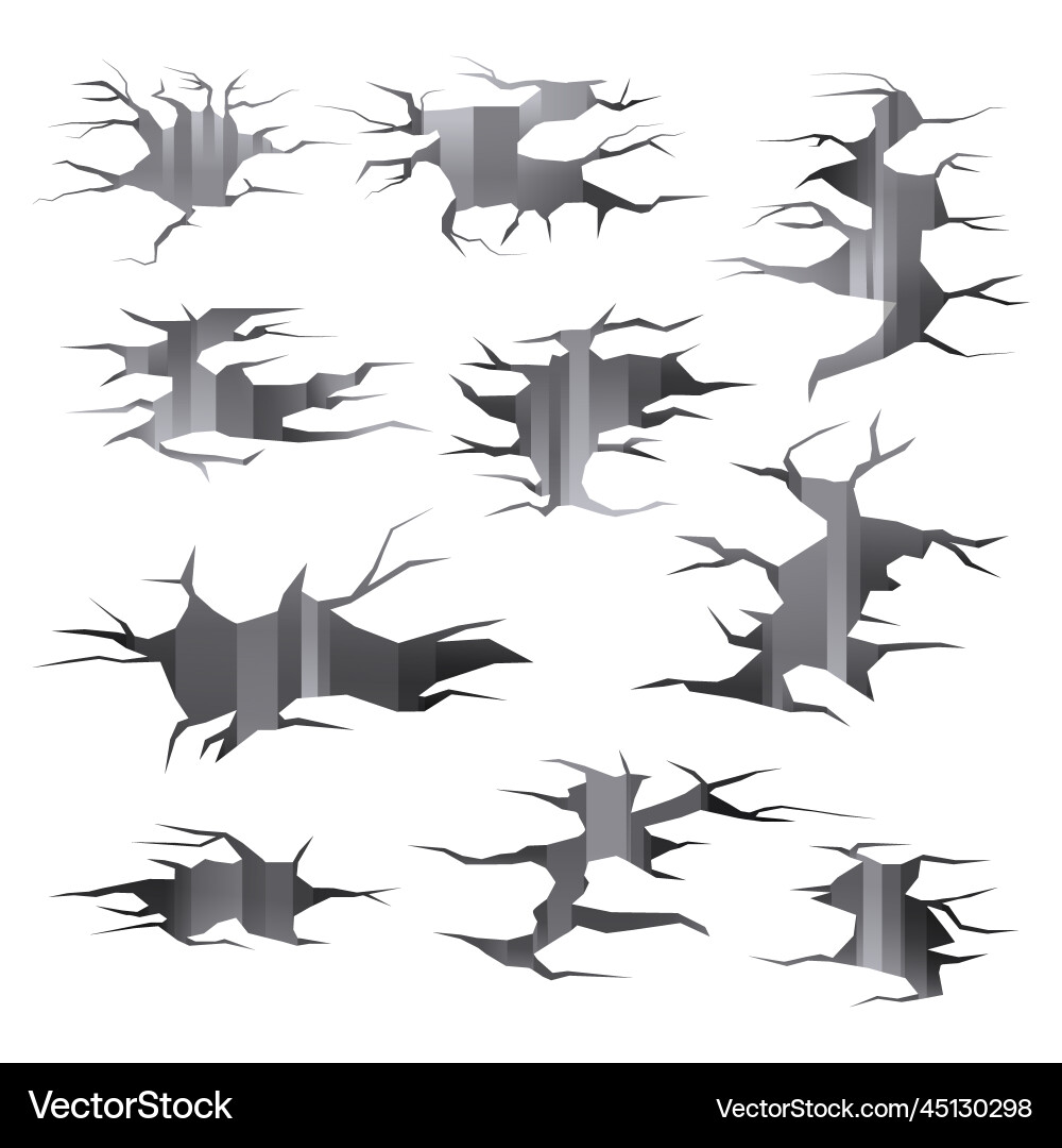 Ground cracks set Royalty Free Vector Image - VectorStock