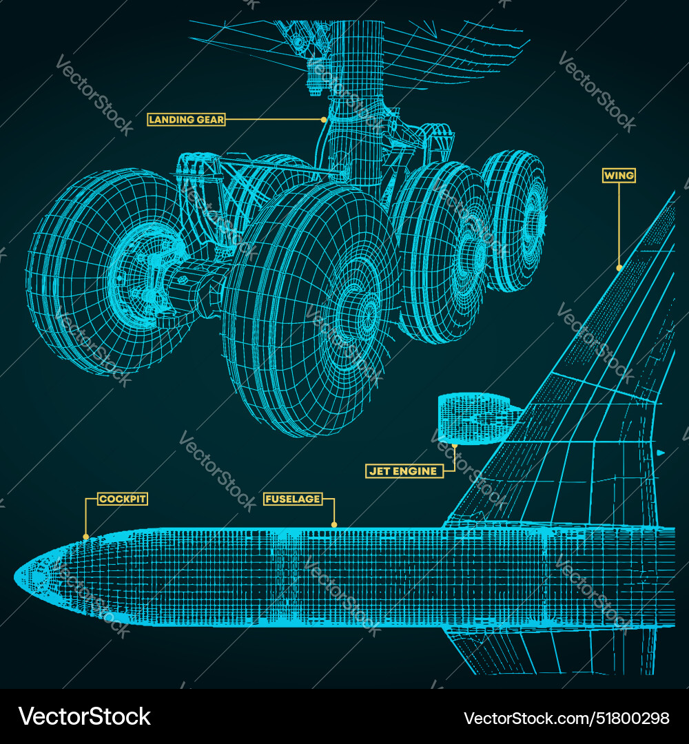 Jet airliner drawings Royalty Free Vector Image