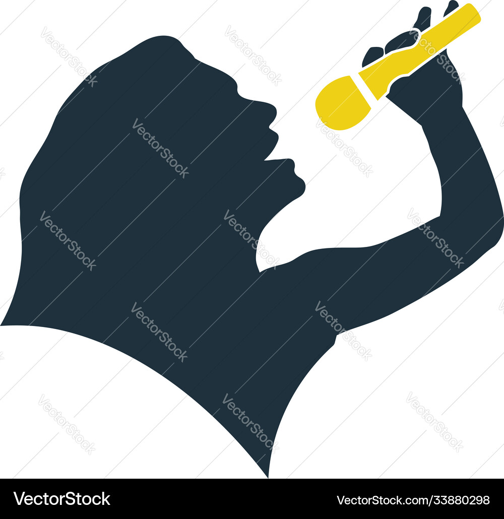 Karaoke womans silhouette icon Royalty Free Vector Image