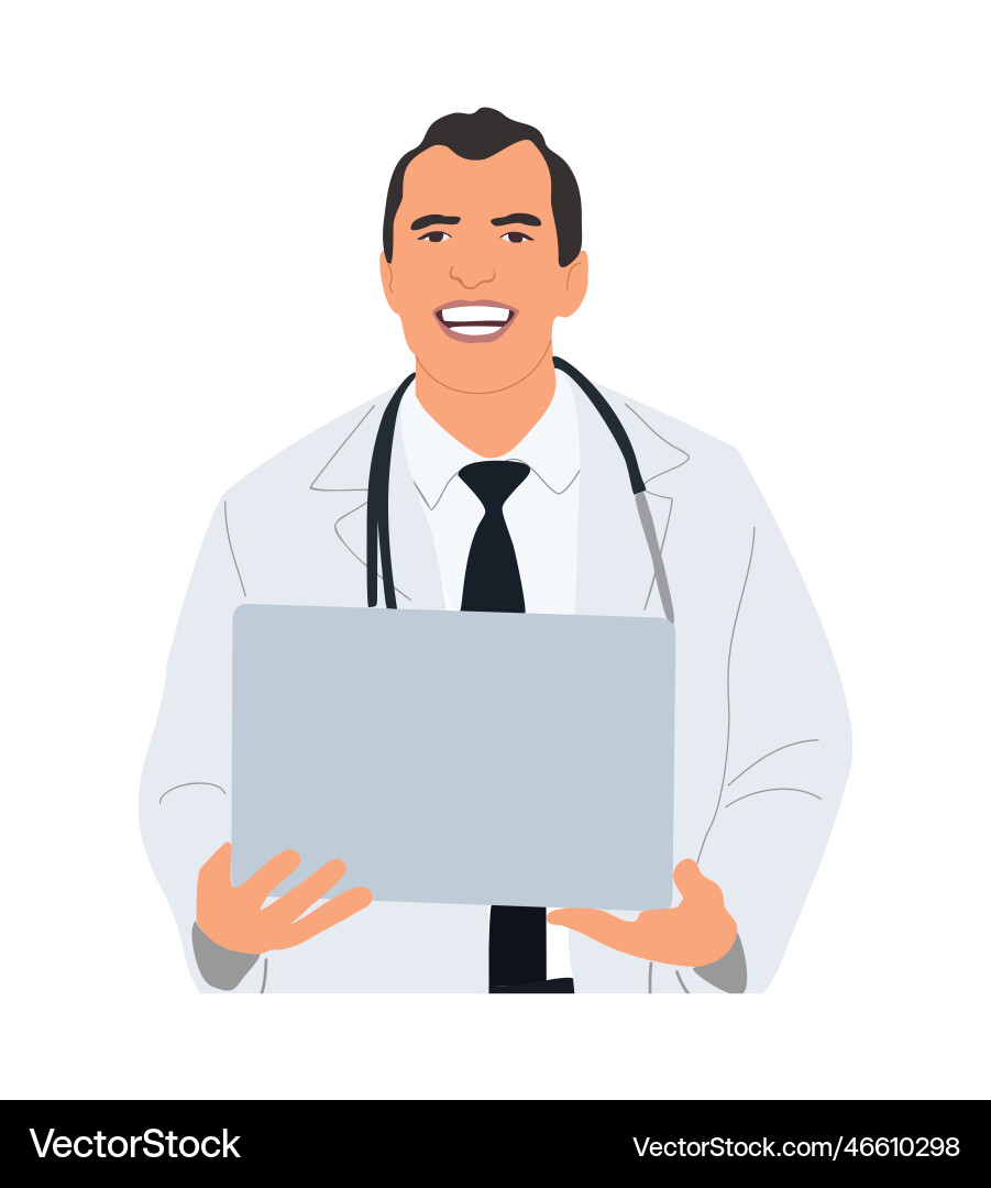 Male doctor character on white Royalty Free Vector Image