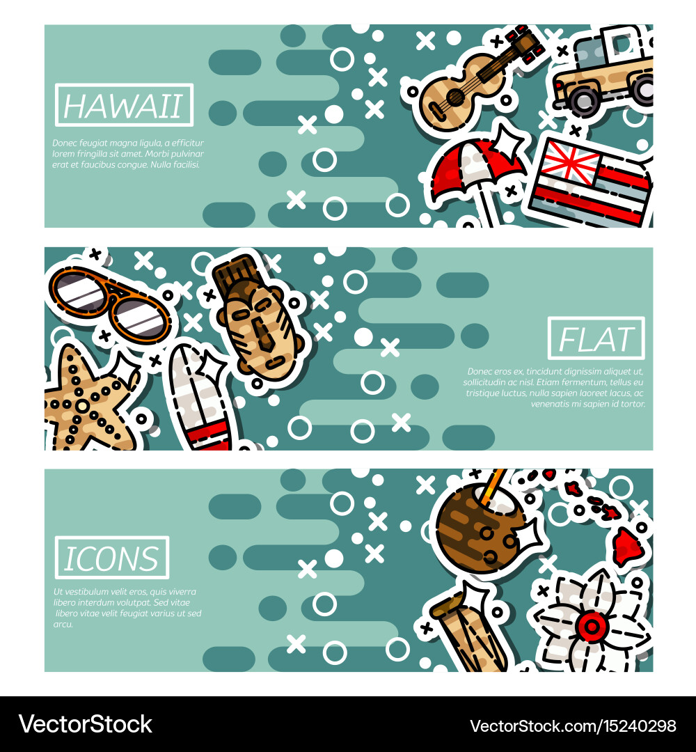 Set of horizontal banners about hawaii Royalty Free Vector