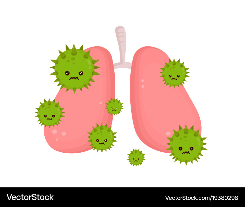 Sick unhealthy lungs with disease angry Royalty Free Vector