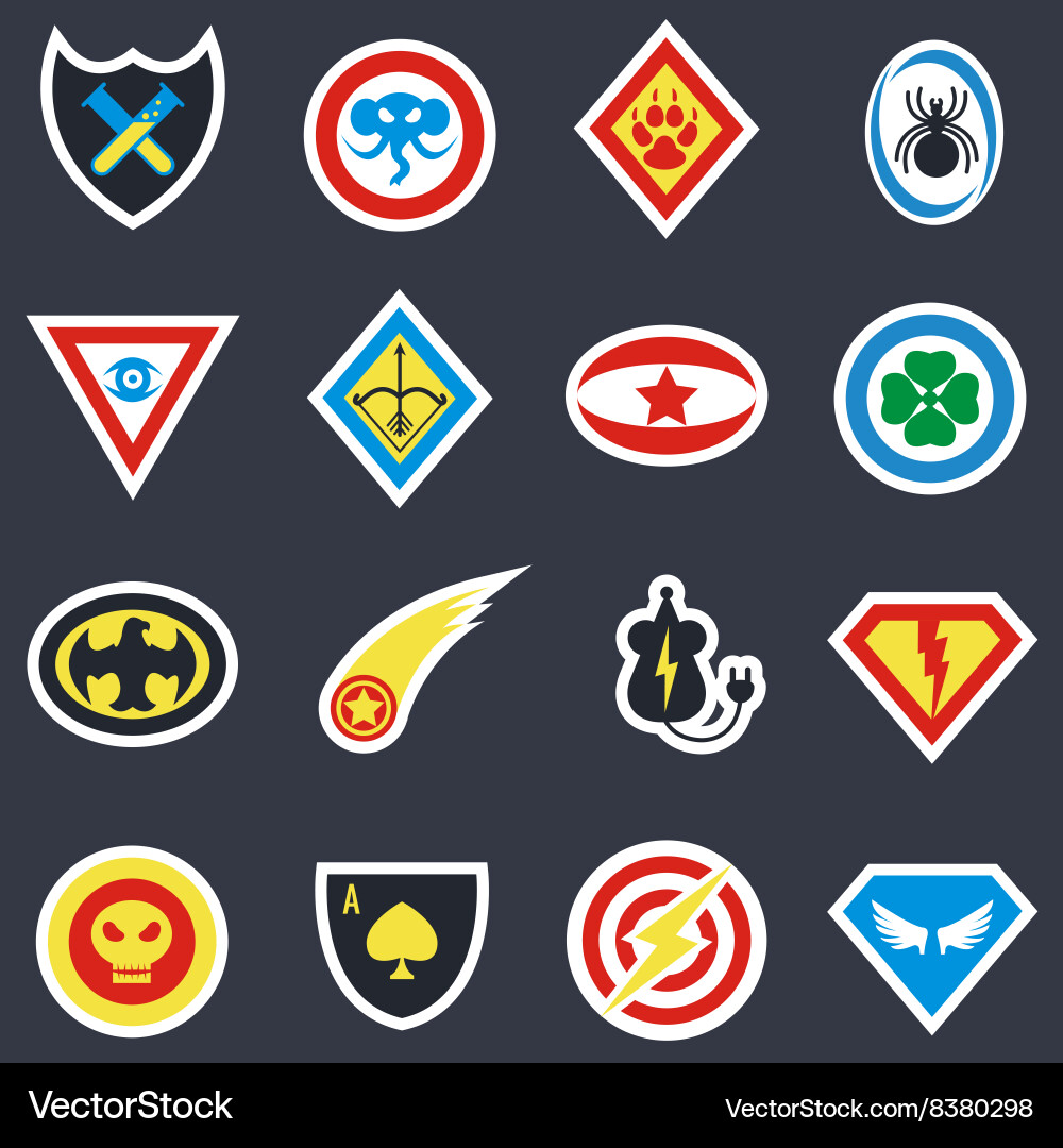 Superhero Badges & Emblems Royalty Free Vector Image