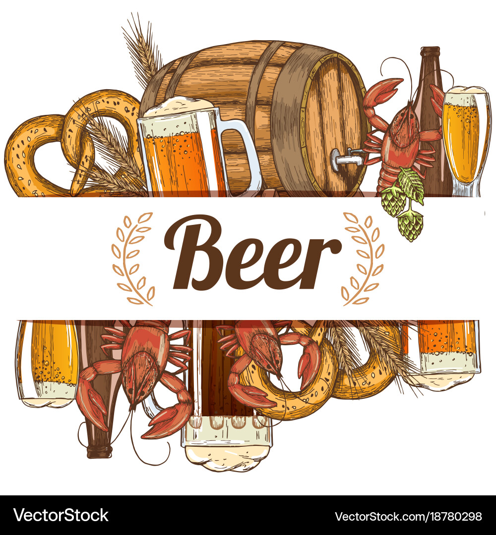 Template with beer glasses bottle Royalty Free Vector Image